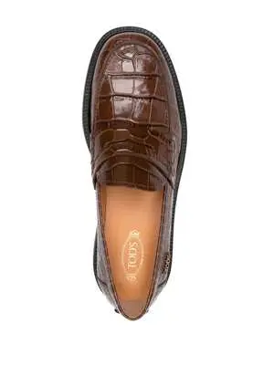 TOD'S Croc-effect Leather Loafers