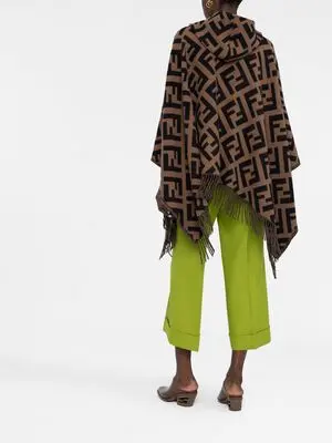 Fendi Ff-jacquard Cashmere Poncho