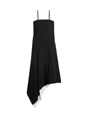 Helmut Lang Layered Wool Scarf-hem Dress Black