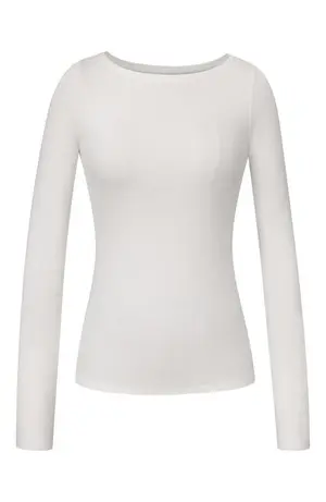 LOSANO Serene Rib Long Sleeve Top - Snow