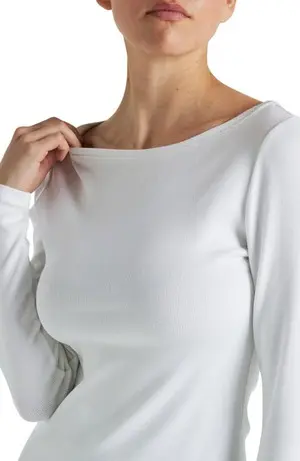 LOSANO Serene Rib Long Sleeve Top - Snow