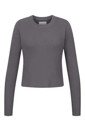 LOSANO Organic Cotton Long Sleeve Crew - Charcoal