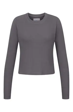 LOSANO Organic Cotton Long Sleeve Crew - Charcoal