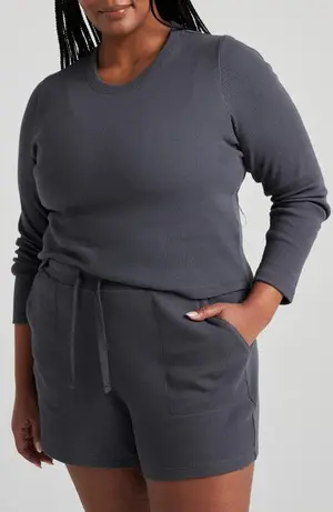 LOSANO Organic Cotton Long Sleeve Crew - Charcoal