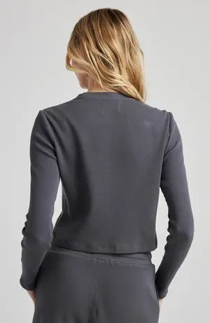 LOSANO Organic Cotton Long Sleeve Crew - Charcoal