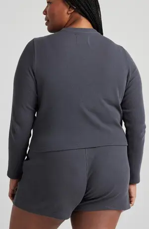 LOSANO Organic Cotton Long Sleeve Crew - Charcoal