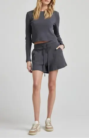 LOSANO Organic Cotton Long Sleeve Crew - Charcoal