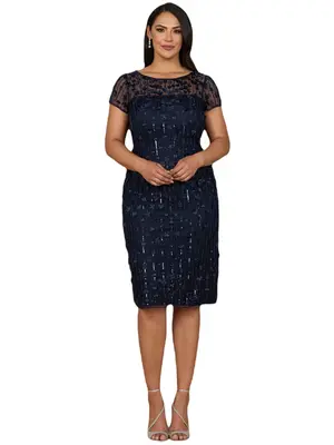 LARA NEW YORK 3d Applique Midi Dress - Navy