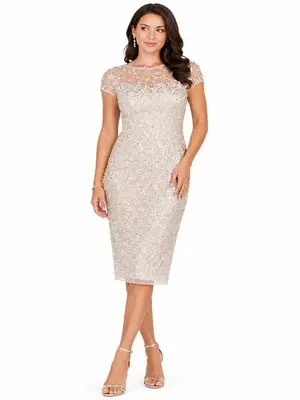 LARA NEW YORK 3d Applique Midi Dress - Silver