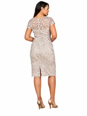 LARA NEW YORK 3d Applique Midi Dress - Silver