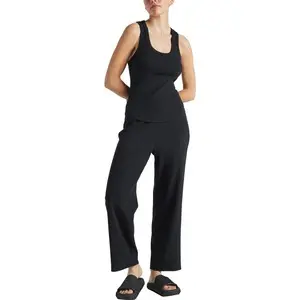 LOSANO Serene Rib Relaxed Pant - Black