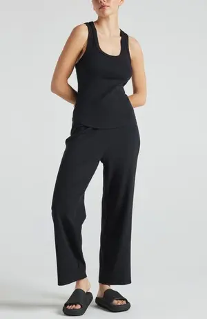 LOSANO Serene Rib Relaxed Pant - Black