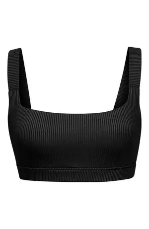 LOSANO Renew Rib Square Neck Bra - Black