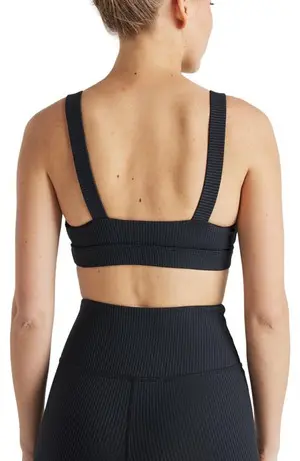 LOSANO Renew Rib Square Neck Bra - Black