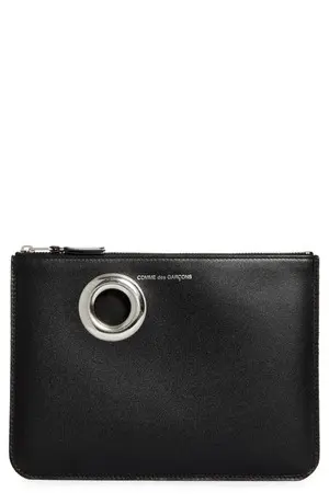 Comme Des Garçons S Large Eyelet Leather Pouch