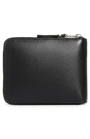 Comme Des Garçons Small Eyelet Leather Half Zip Wallet - Black