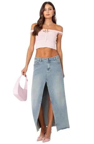 EDIKTED Lace Trim Knit Crop Top