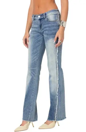 EDIKTED Distressed Low Rise Flare Jeans