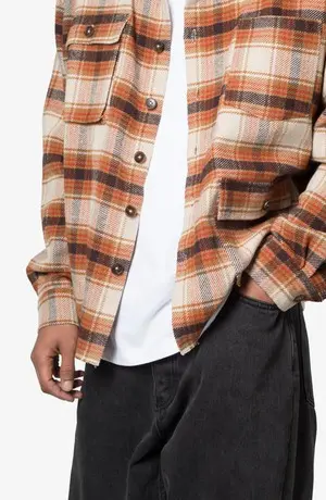 Mnml Asymmetric Pocket Flannel Button-up Shirt