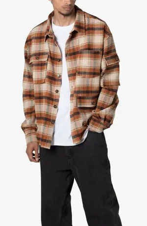 Mnml Asymmetric Pocket Flannel Button-up Shirt