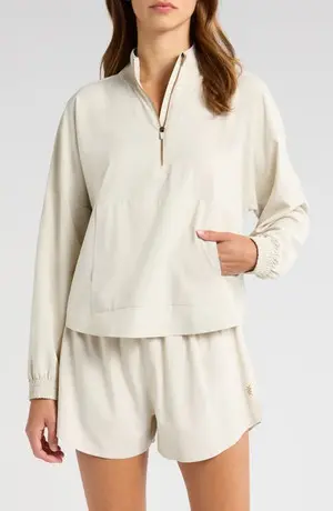 RHONE Mirage Water-repellent Half-zip Jacket - Sand