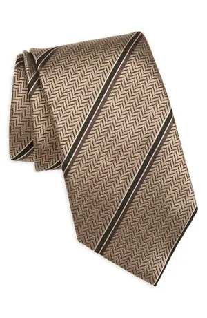 TOM FORD Stripe Herringbone Silk Tie