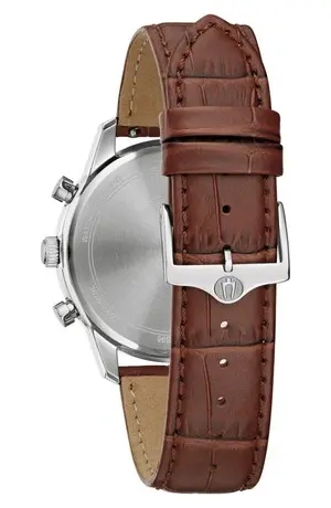 Bulova Sutton Leather Strap Chronograph Watch - Silver-tone