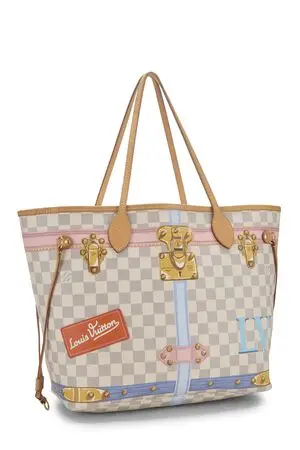 LOUIS VUITTON Damier Azur Trunk Neverfull - White