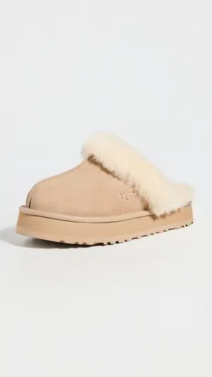 厚底　UGG SAND/ベージュ　Disquette UGG Beige Disquette Slippers | Harrods US