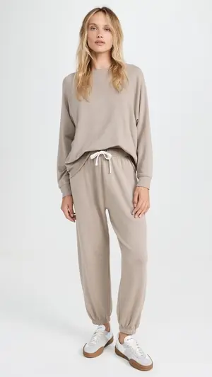 Splits59 Andie Oversized Fleece Sweatpants - Latte
