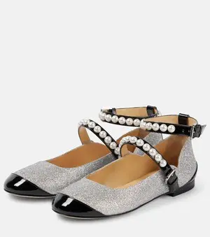 Mach & Mach Embellished Glitter Mary Jane Flats
