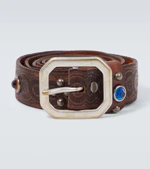 Ralph Lauren Rasco Embellished Leather Belt - Brown