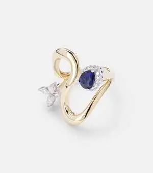 Yeprem 18kt Yellow Ring With Diamonds And Sapphires - Gold