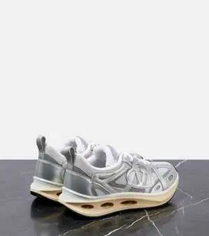 Valentino Garavani Vlogo Easyjog Leather-trimmed Sneakers - Silver