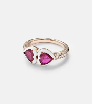 KAMYEN 18kt Rose Gold Ring With Ruby And Diamond - Pink