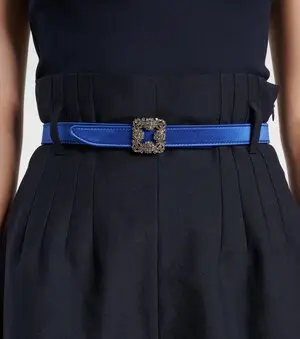 Manolo Blahnik Embellished Satin Belt - Blue