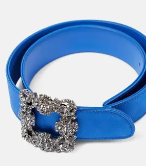 Manolo Blahnik Embellished Satin Belt - Blue