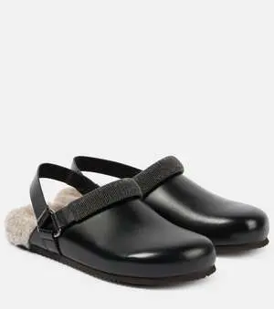 Brunello Cucinelli Monili Shearling-lined Leather Clogs