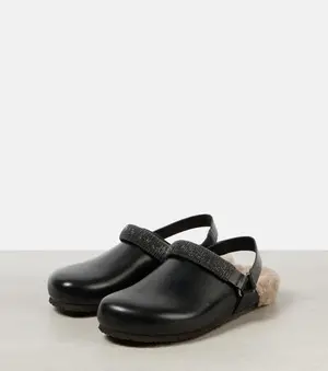 Brunello Cucinelli Monili Shearling-lined Leather Clogs
