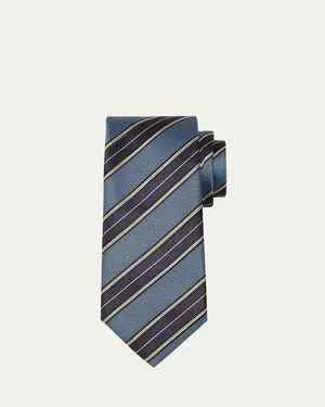 Brioni Brioni Regimental Stripe Jacquard Tie - Bluette/na