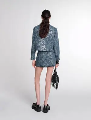 Maje Cotton Sequined Tweed Jacket