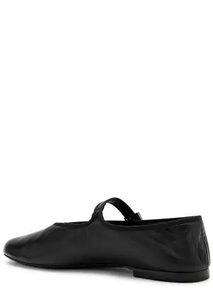 THE ROW Boheme Leather Mary Jane Flats - Black