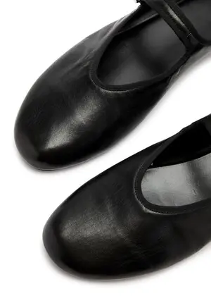 THE ROW Boheme Leather Mary Jane Flats - Black