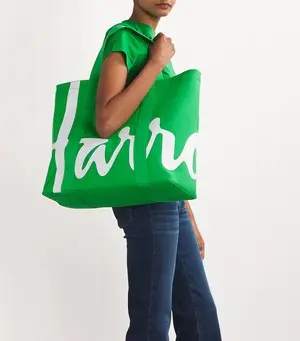 Harrods Cotton Logo Tote Bag - Green
