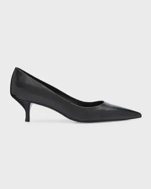 STUART WEITZMAN Stuart Leather Kitten-heel Pumps - Black