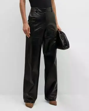 Lafayette 148 New York Sullivan Nappa Leather Pants - Black