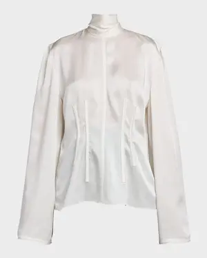 Stella McCartney Stella McCartney Sculpted Tie-Neck Top - Cream