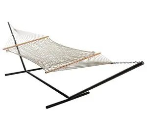 CASTAWAY LIVING Cotton Rope Hammock Stand Combo