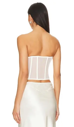 FLEUR DU MAL Floral Bow Embroidery Corset Top