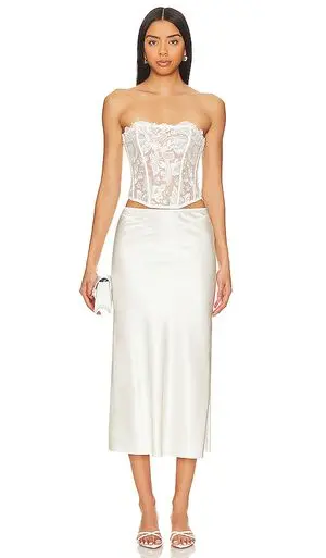 FLEUR DU MAL Floral Bow Embroidery Corset Top